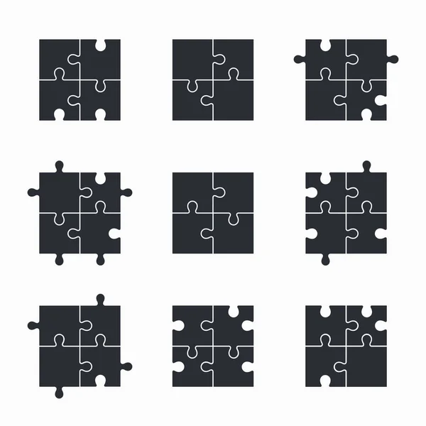 Jigsaw puzzle icons, all shapes of puzzle pieces Stock Vector Image by ...
