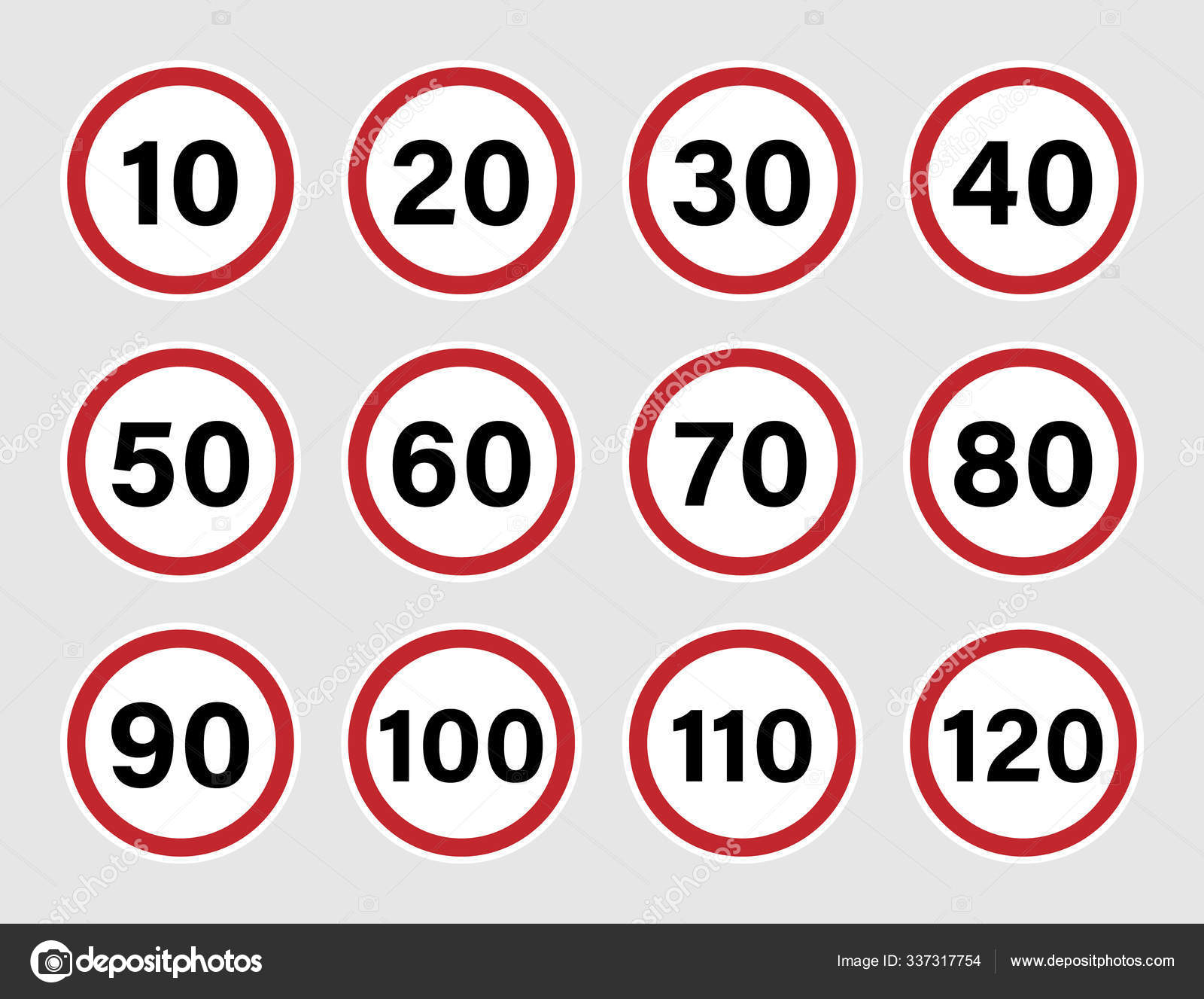 Speed limit road sign set with red border Stock Vector by ©extracoin ...