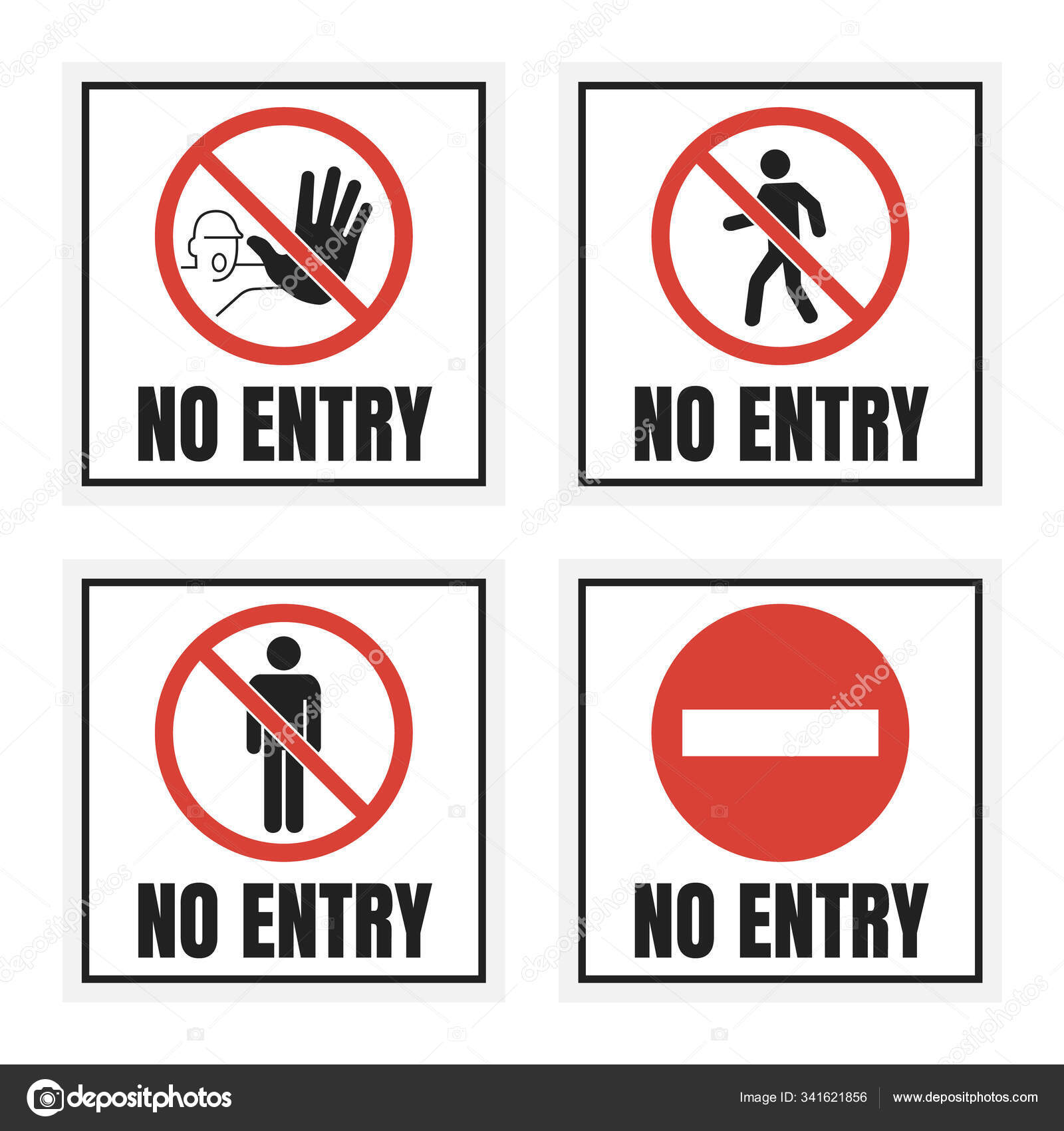 No entry label set, no access sign with man silhouette Stock Vector ...