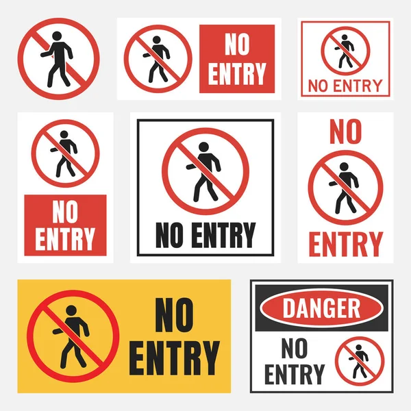 No entry label set, no access sign with man silhouette Stock Vector ...