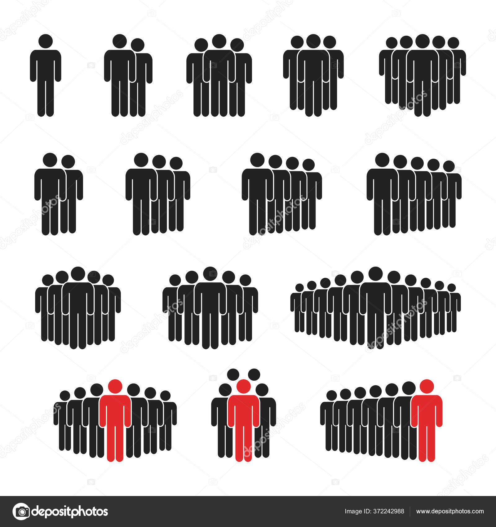 People group icon set, working group team with leader, teambuilding ...