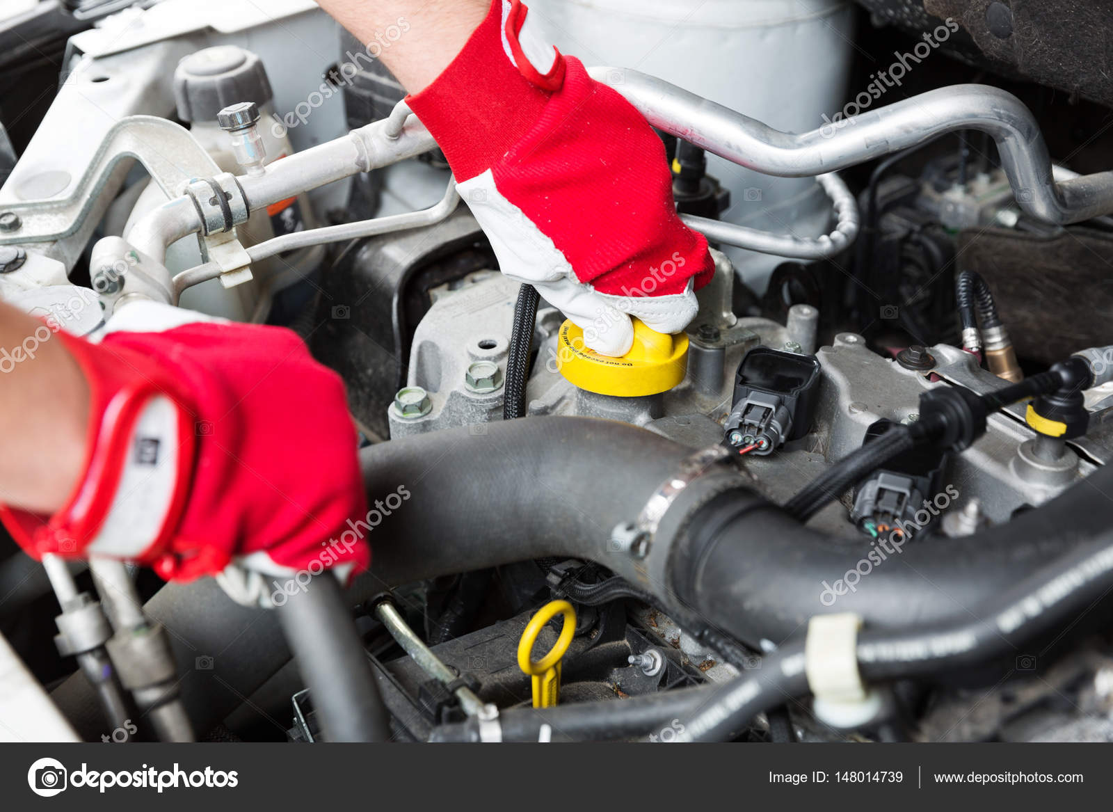 Car maintenance - mechanic check vehicle engine — Stock Photo © ronstik ...