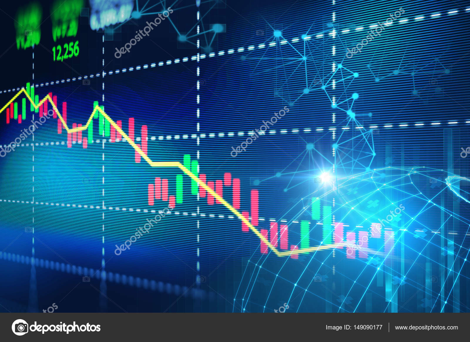 Technical financial graph on technology abstract background — Stock ...