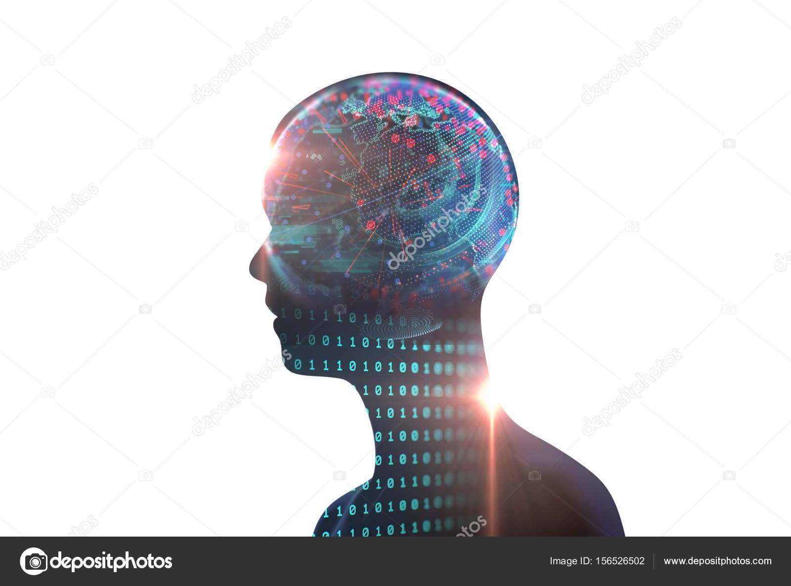 Double exposure image of virtual human 3dillustration Stock Photo by ...