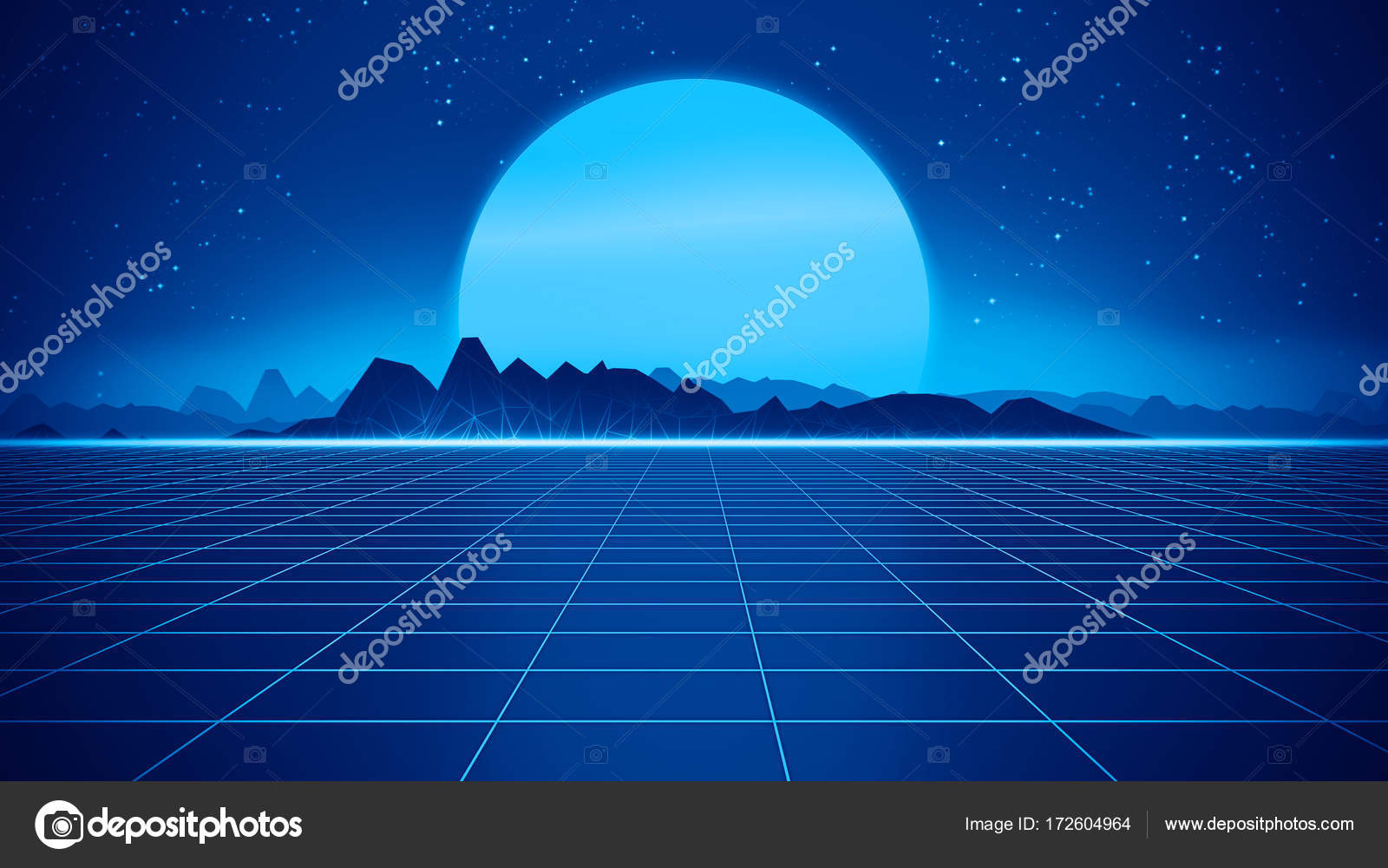 Retro futuristic background 1980s style 3d illustration. — Stock Photo ...