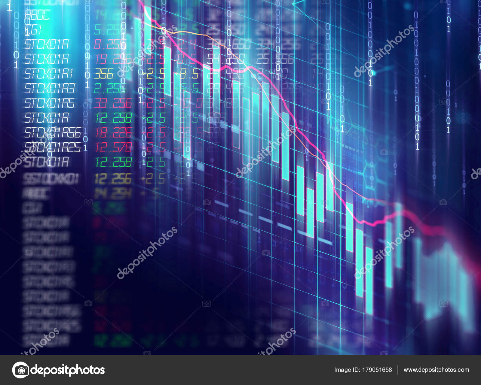 Technical financial graph on technology abstract background Stock Photo ...
