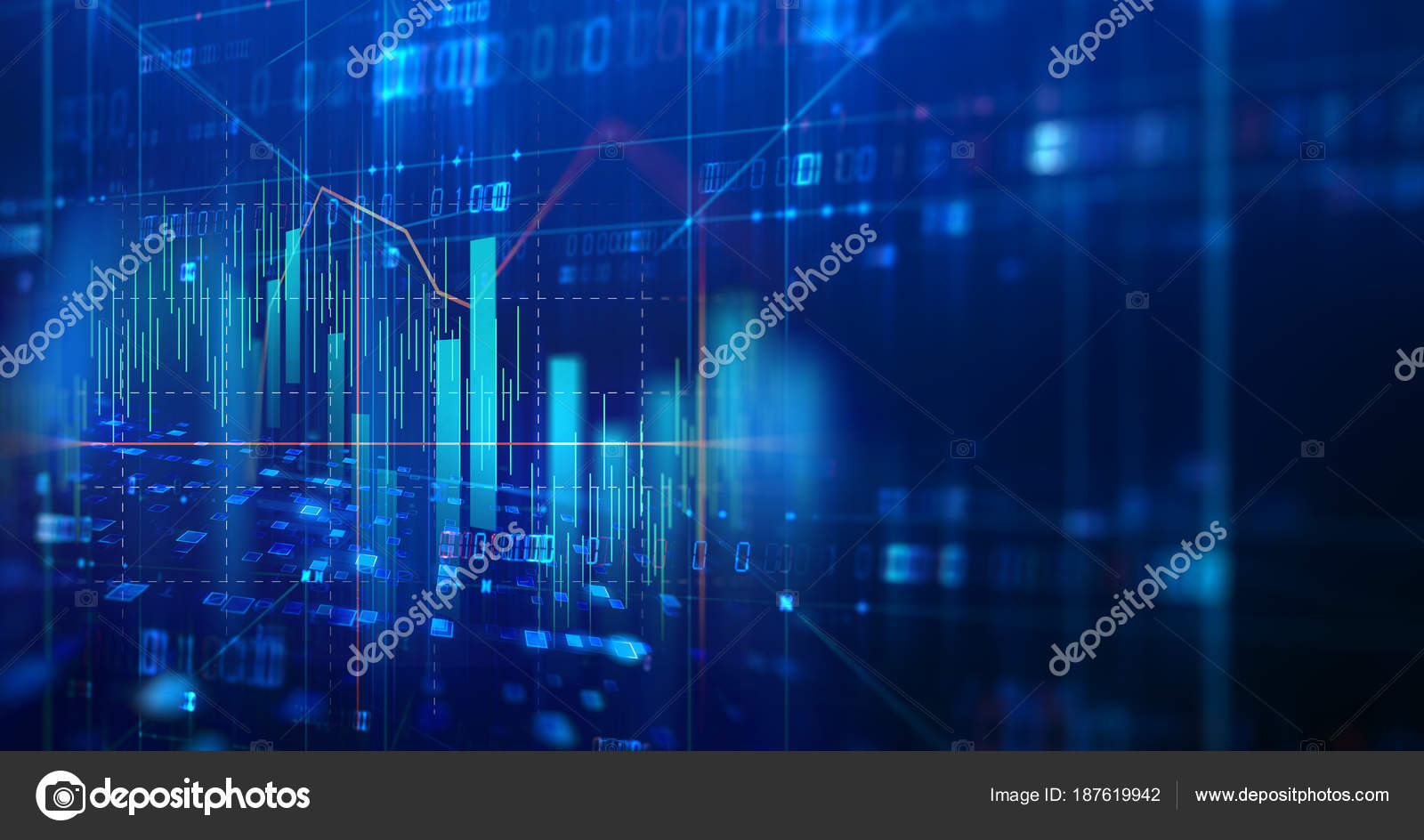 Stock market chart data screen on technology background Stock Photo by ...