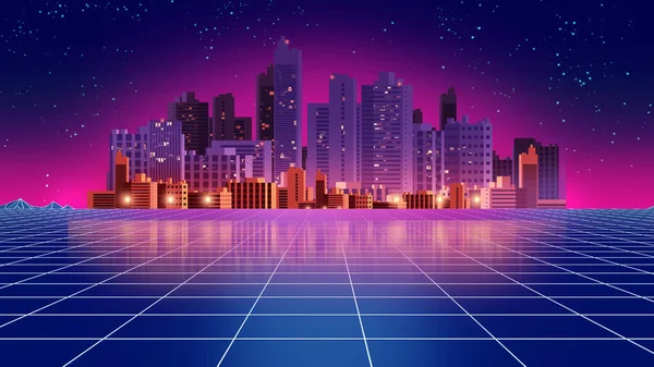 Retro futuristic background 1980s style 3d illustration. - Stock Image ...