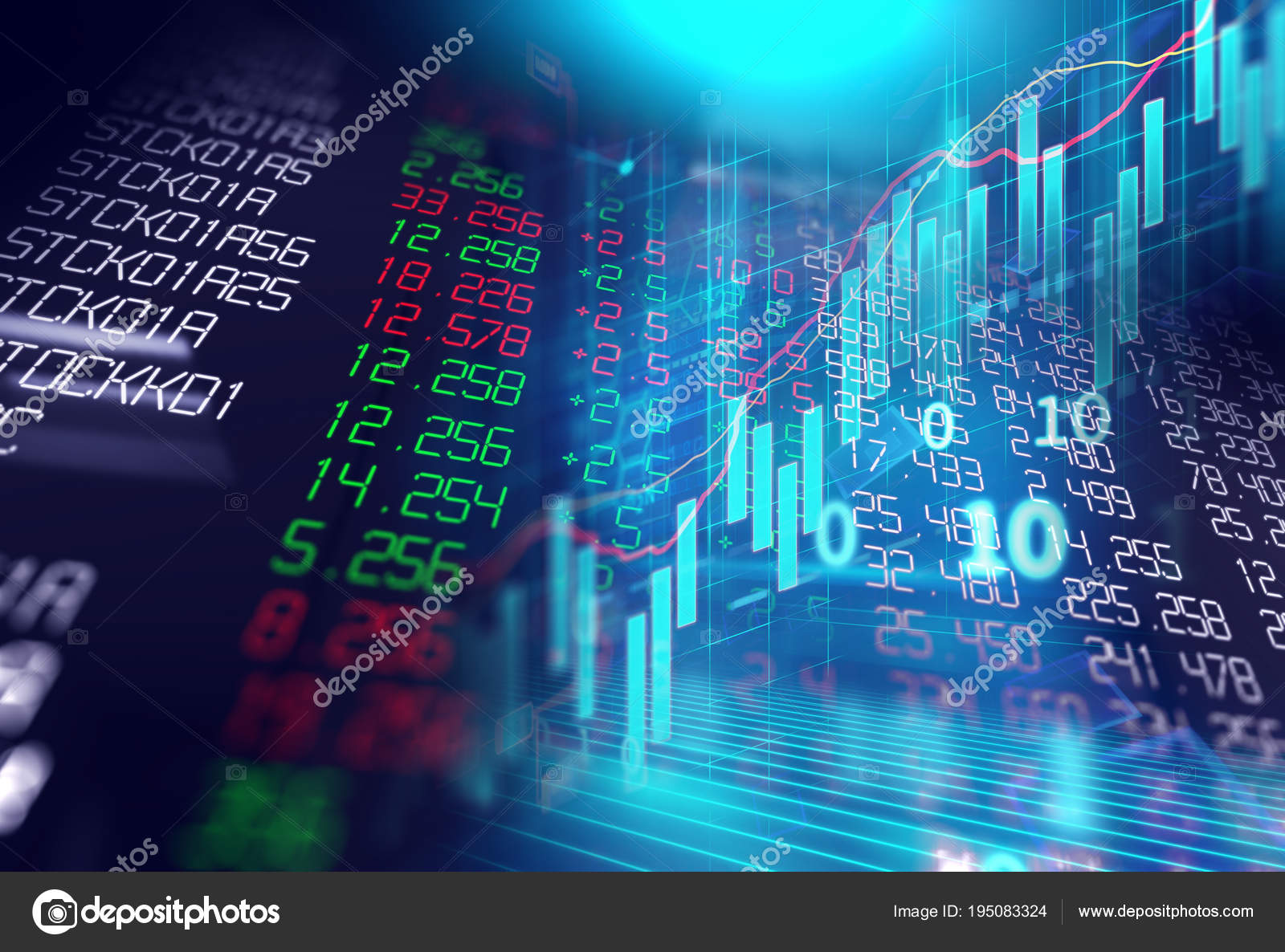 Stock market chart data screen on technology background Stock Photo by ...