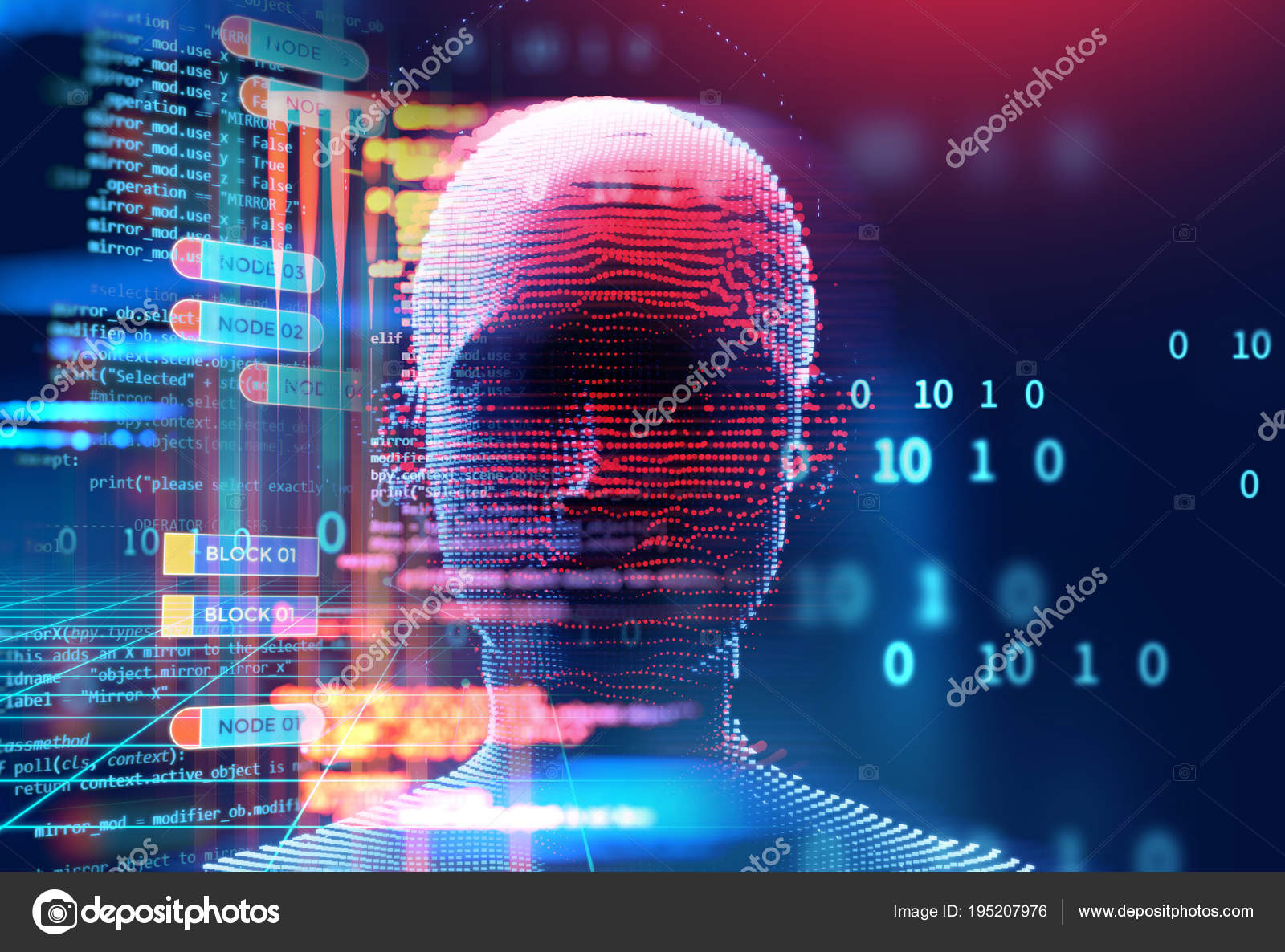 Blue digital cyber hacker 3d illustration — Stock Photo © monsit #195207976
