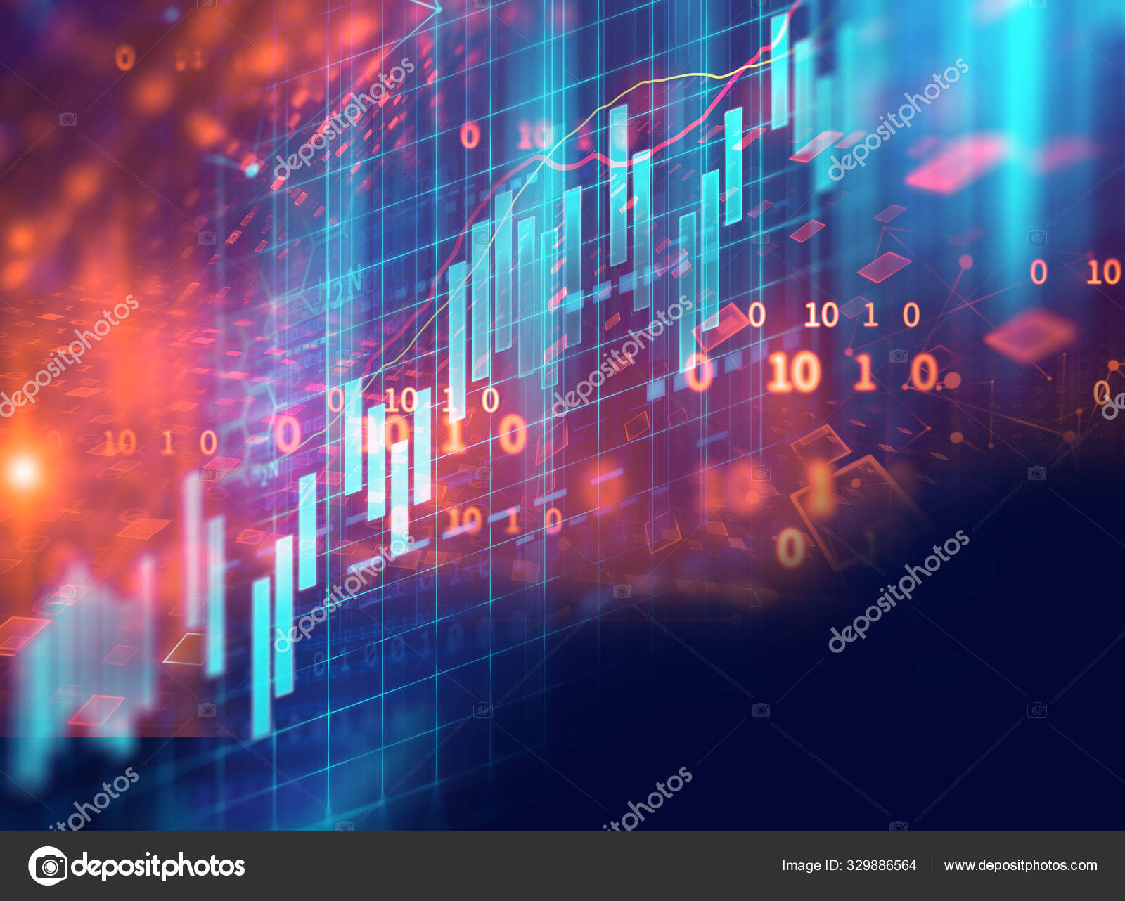 Technical financial graph on technology abstract background Stock Photo ...