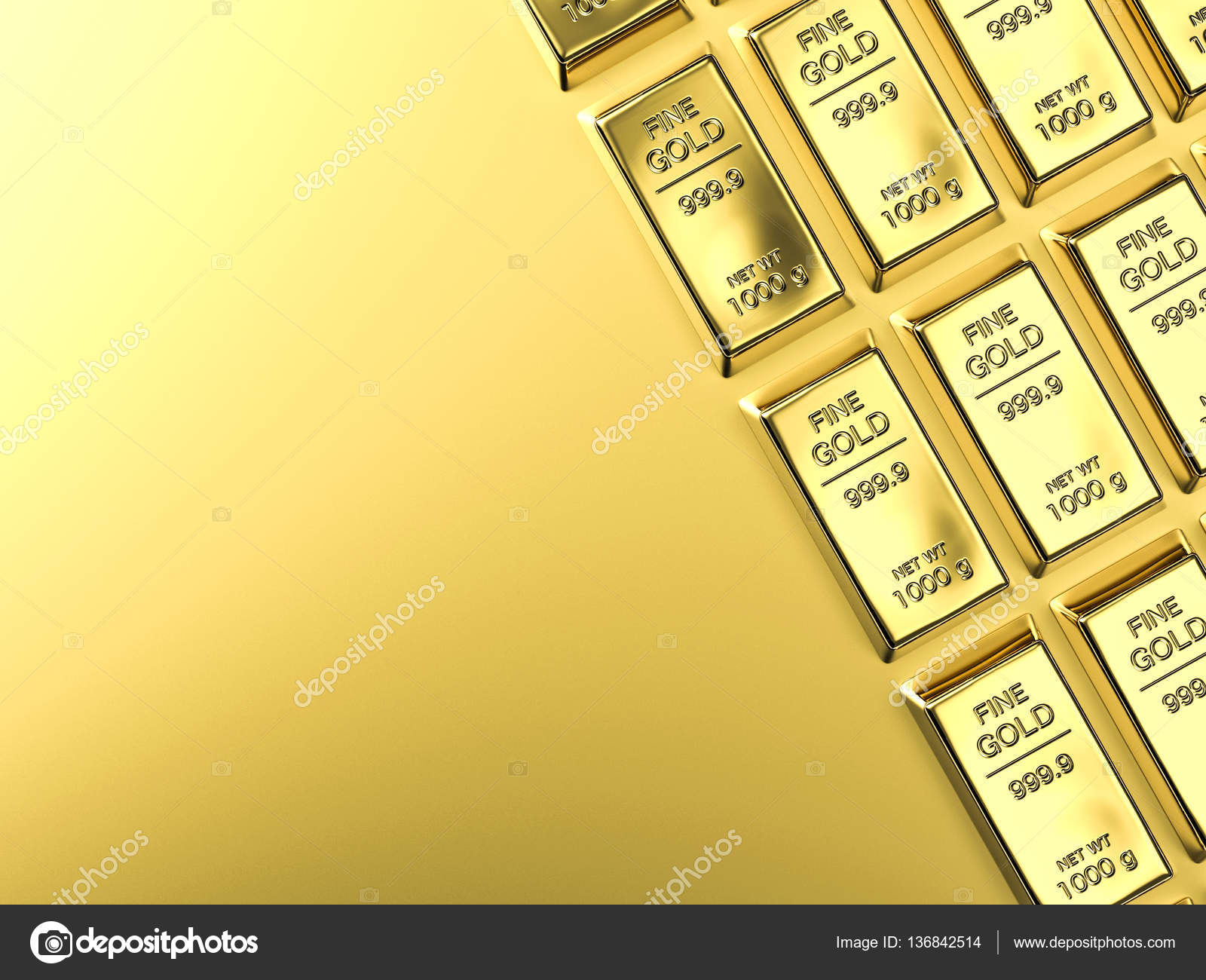 Lingotes sobre fondo dorado — Foto de stock #136842514 © phonlamai