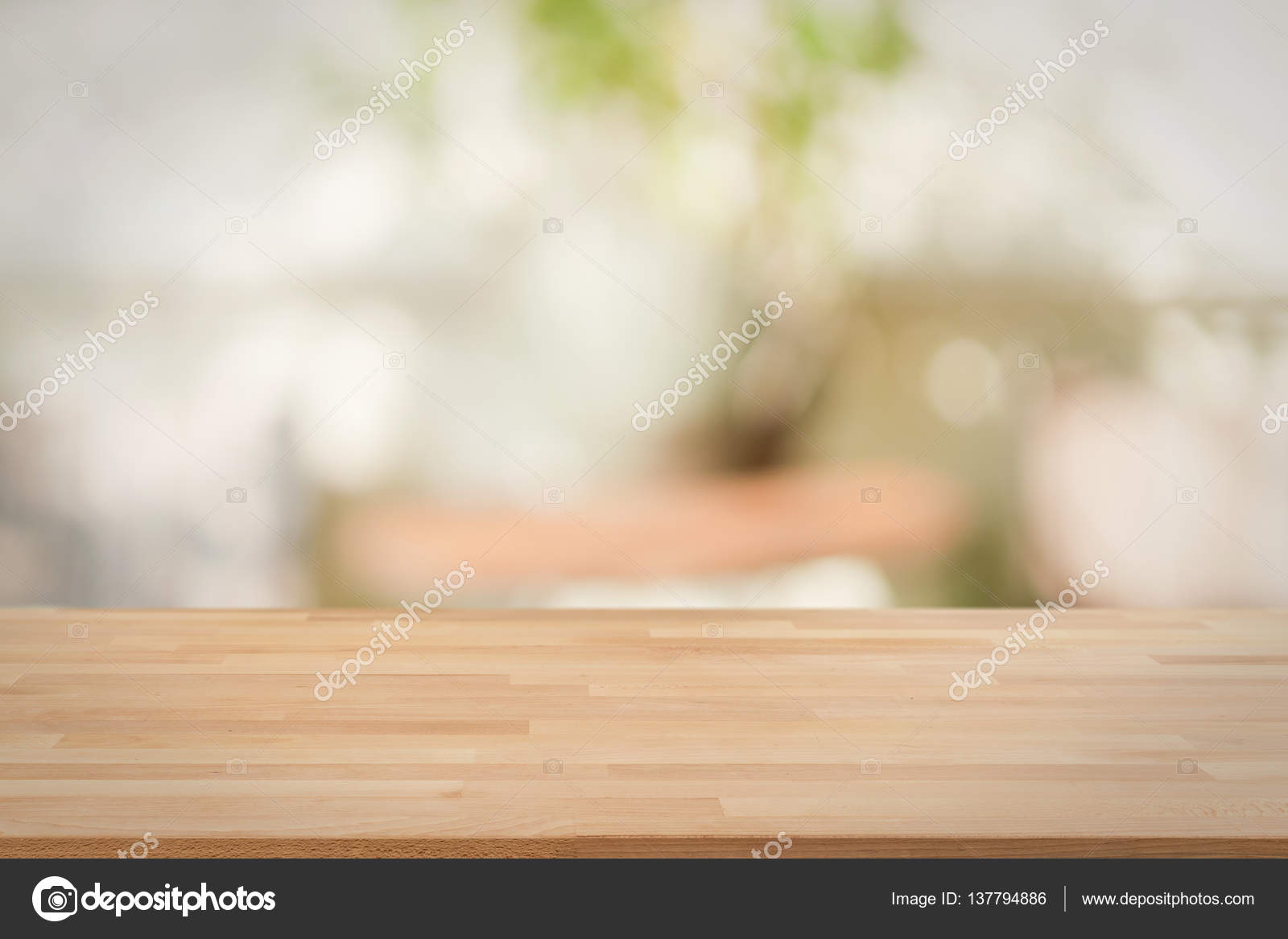 Wooden table with abstract background — Stock Photo © phonlamai #137794886