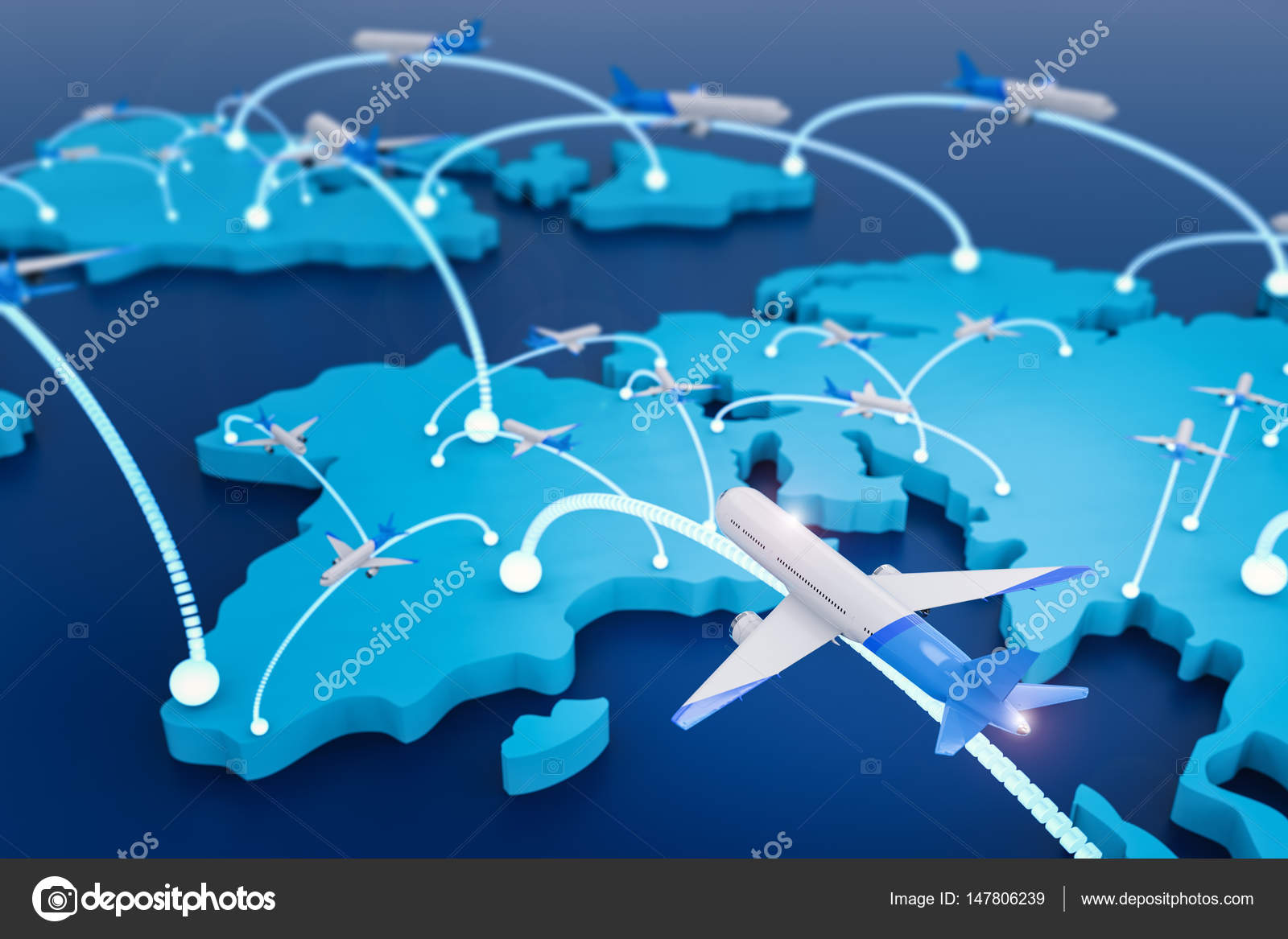 World Map Flight Paths