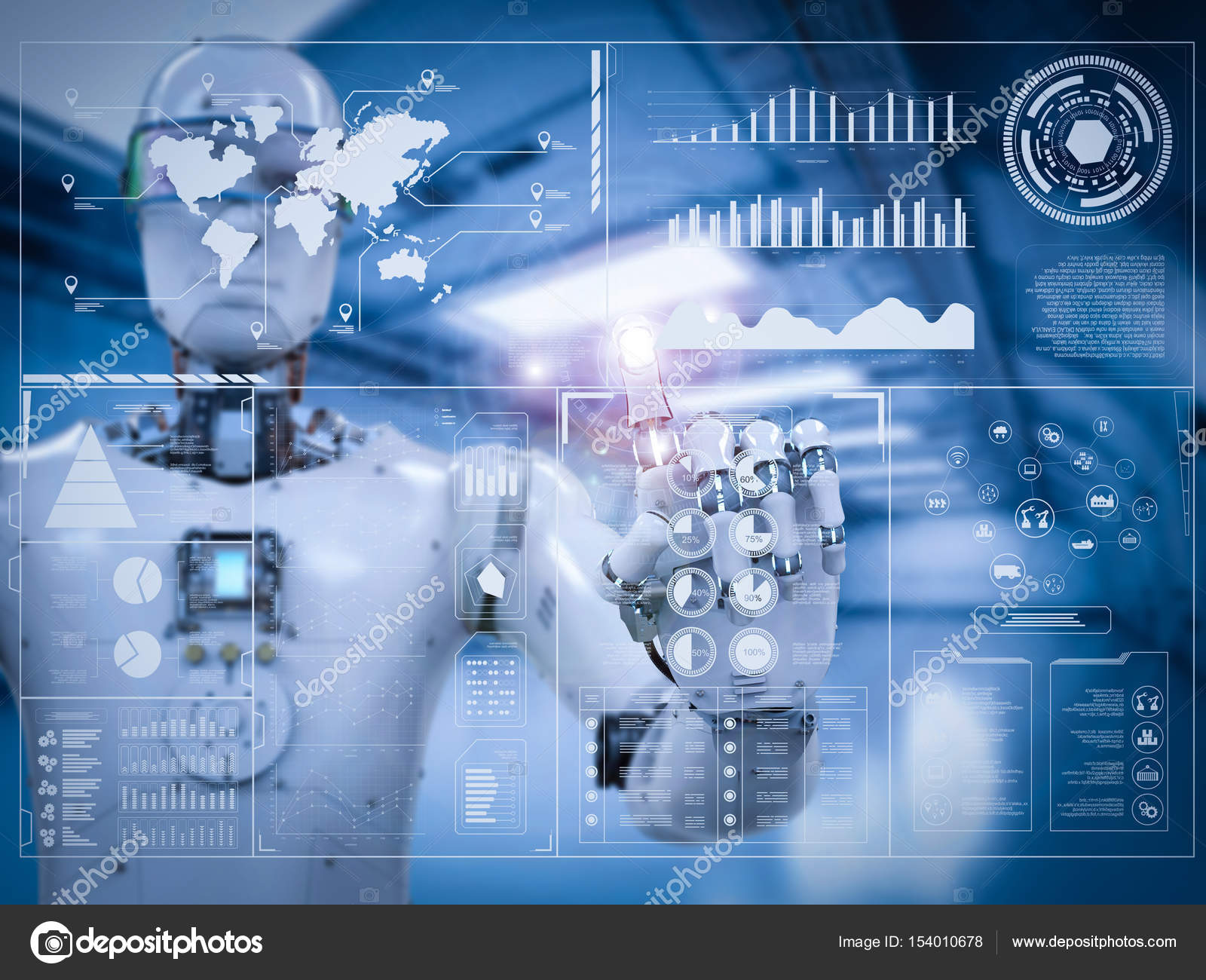 Robot working with digital display — Stock Photo © phonlamai #154010678