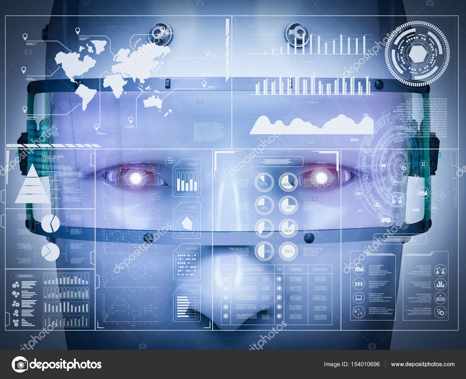 Robot working with digital display — Stock Photo © phonlamai #154010696