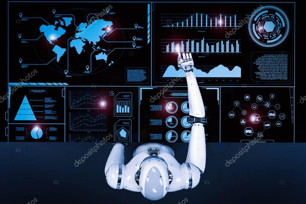 Robot working with digital display — Stock Photo © phonlamai #154010908