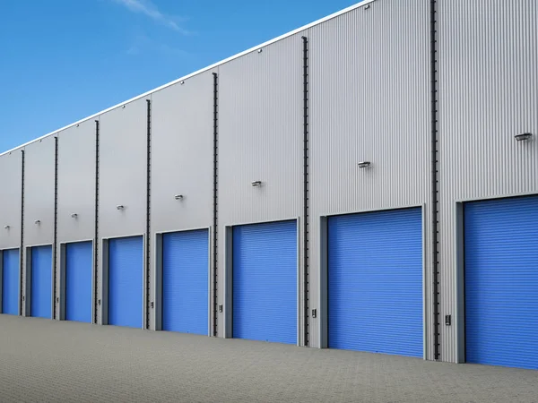 Warehouse exterior with shutter doors — Stock Photo © phonlamai #159505164
