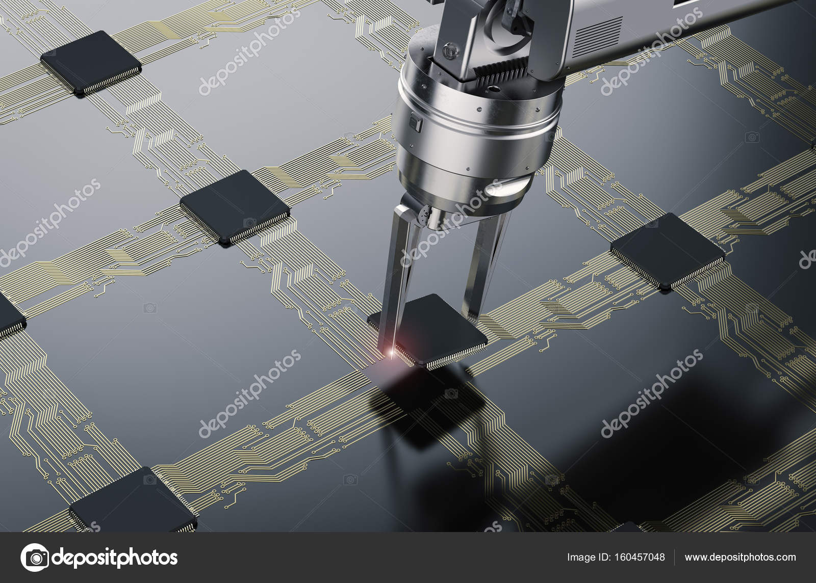 Robot arm working with cpu Stock Photo by ©phonlamai 160457048