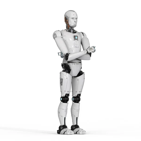 Rendering Humanoid Robot Full Body White Background Stock Photo by ...