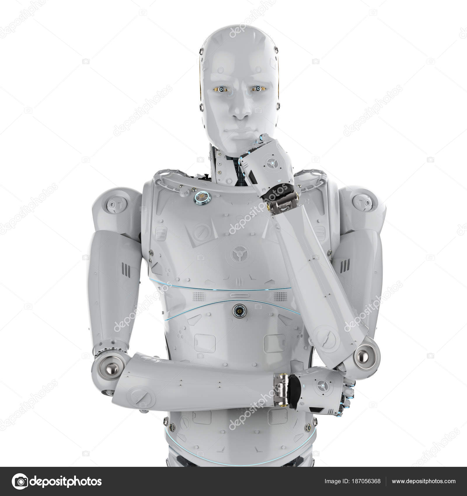 Humanoid robot thinking — Stock Photo © phonlamai #187056368 Humanoid robot thinking — Stock Photo © phonlamai #187056368