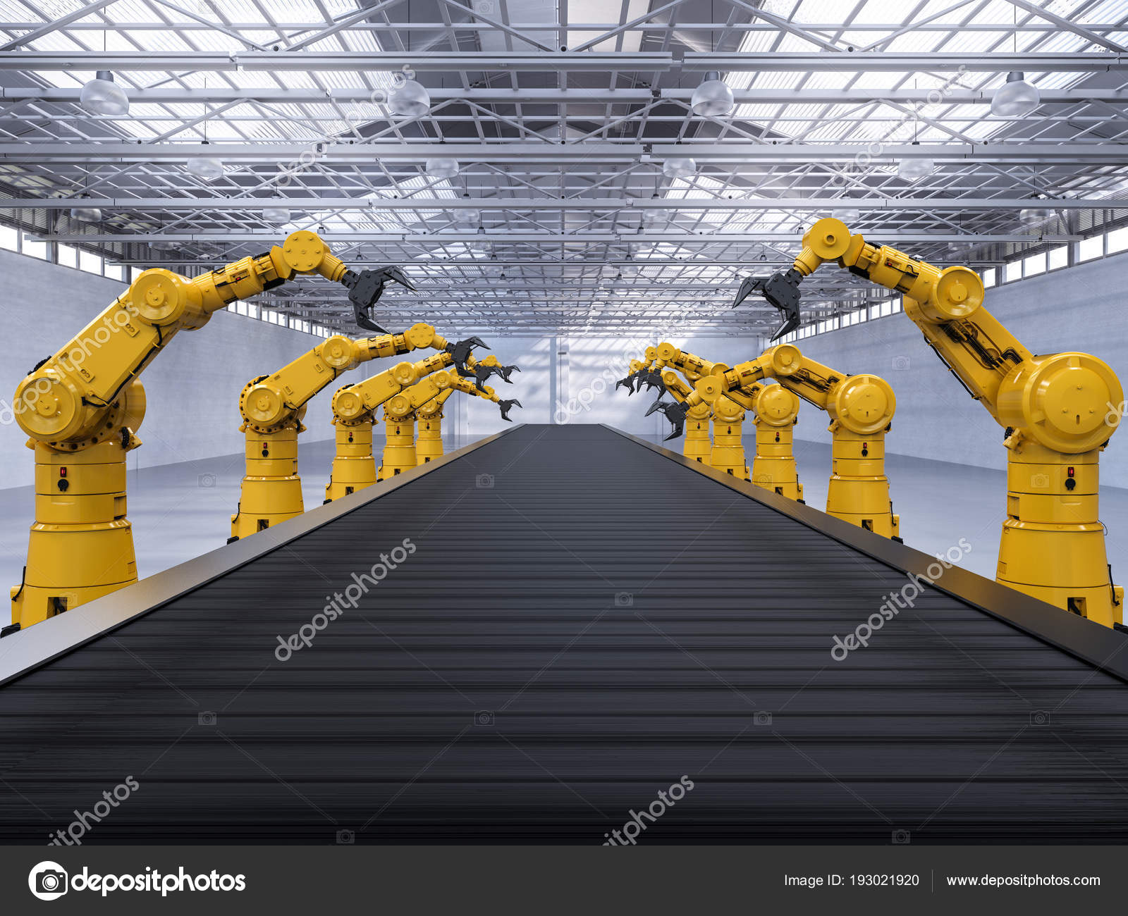 Robot arm with conveyor line Stock Photo by ©phonlamai 193021920