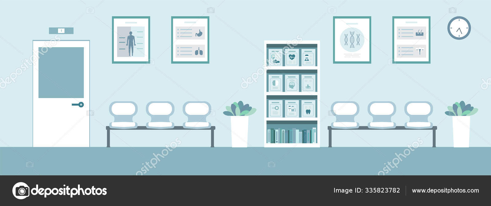 Hospital Interior Waiting Area Vector Illustration Stock Vector by ...