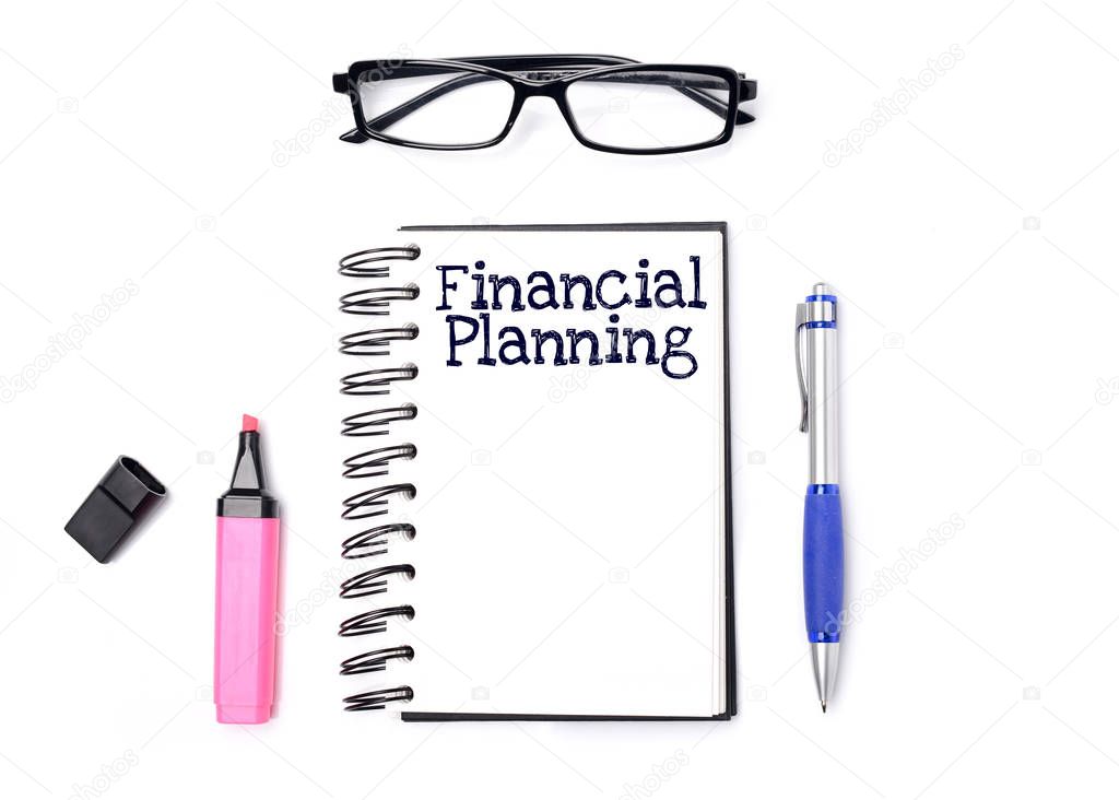 Financial Planning Inscription Notebook White Background — Stock Photo ...