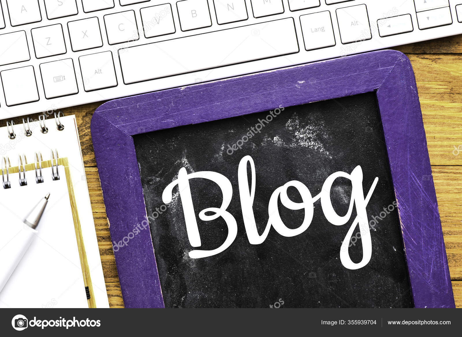 Blog Website Concept Workplace Background Text Top View Stock Photo by ...