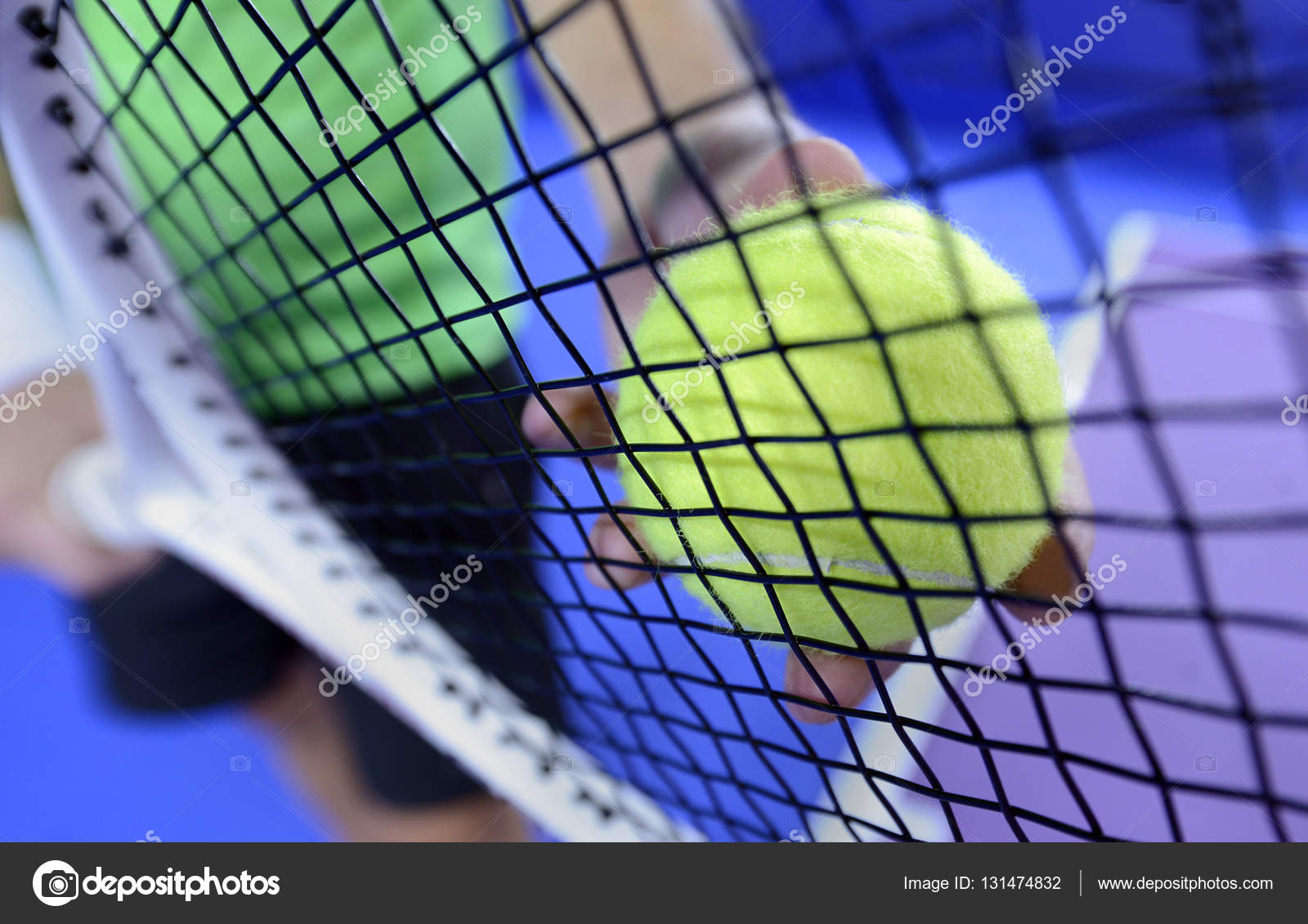 Hand holding ball near racket — Stock Photo © mikdam #131474832