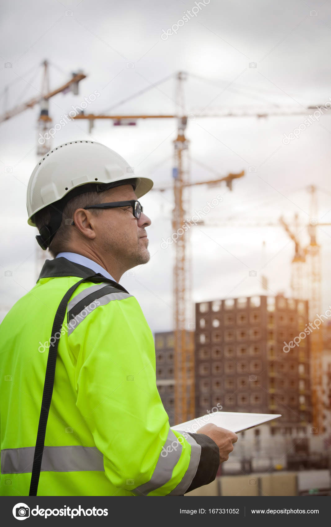 Construction engineer wearing safety vest — Stock Photo © mikdam #167331052