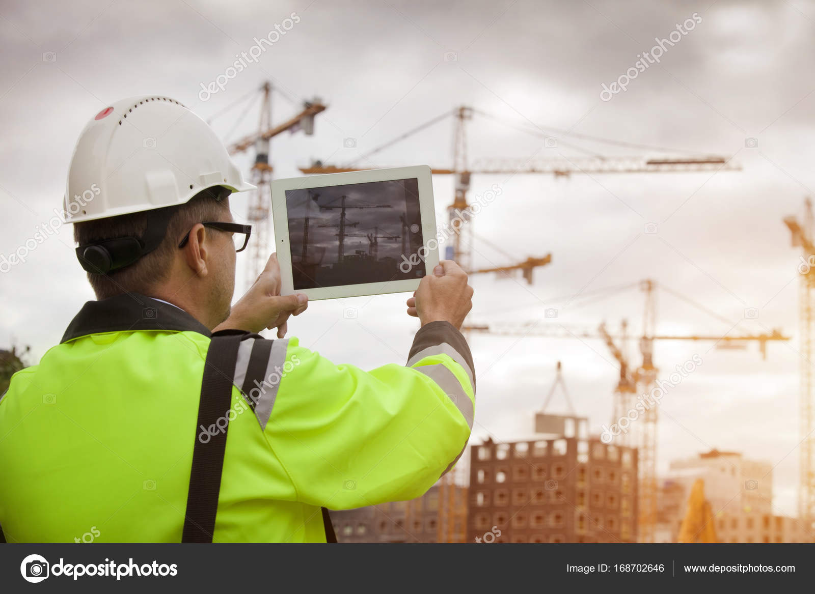 Engineer taking picture of construction site Stock Photo by ©mikdam ...