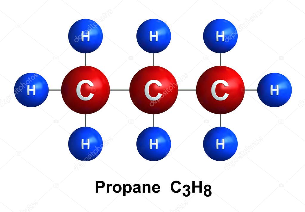 3D render de la estructura molecular del propano — Foto de stock ...