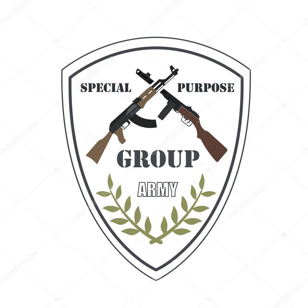 Firearm logo template. Guns, rifles badge. Flat design Stock Vector ...