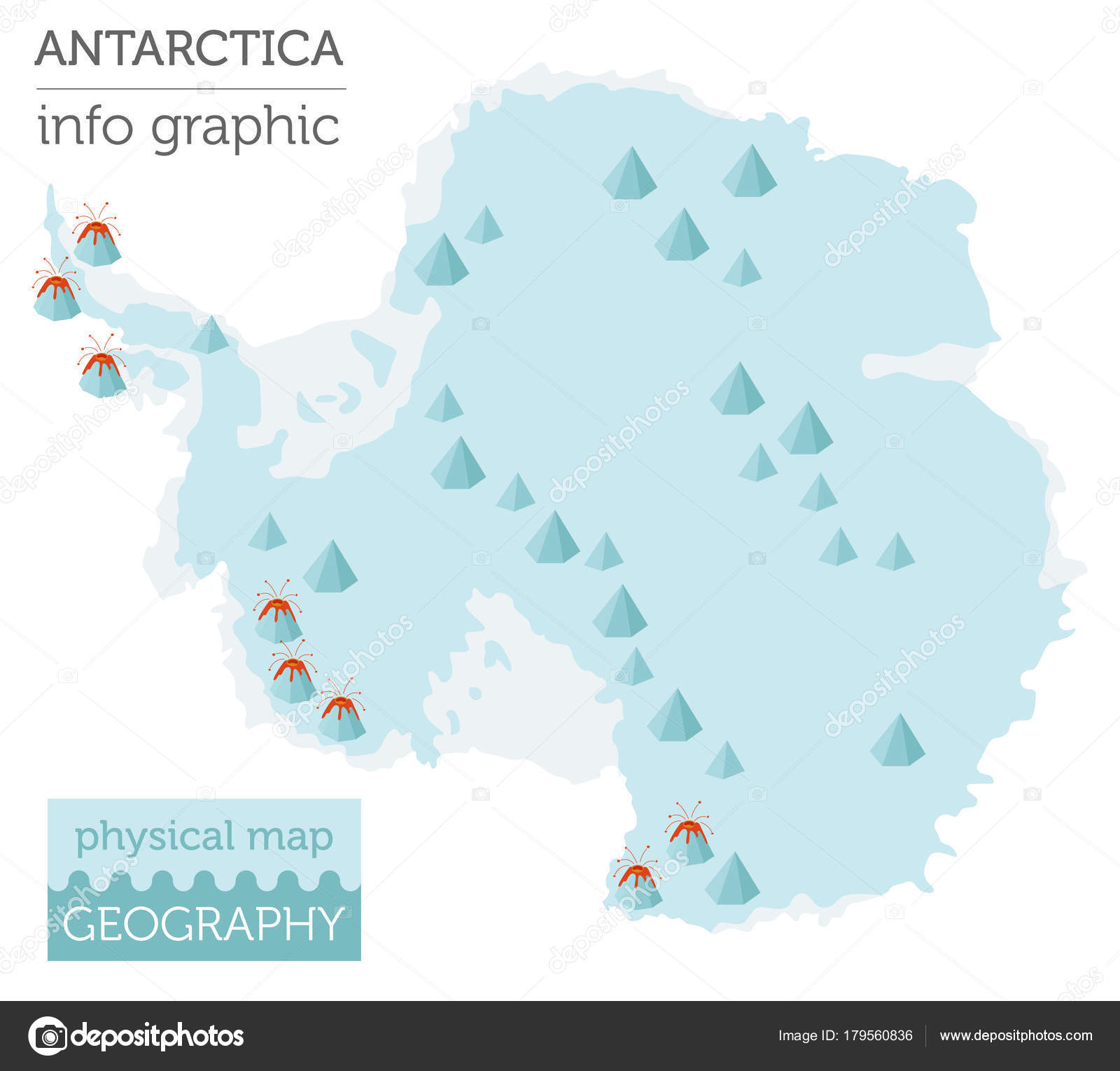 Image vectorielle Antarctique éléments de carte physique. Construisez ...