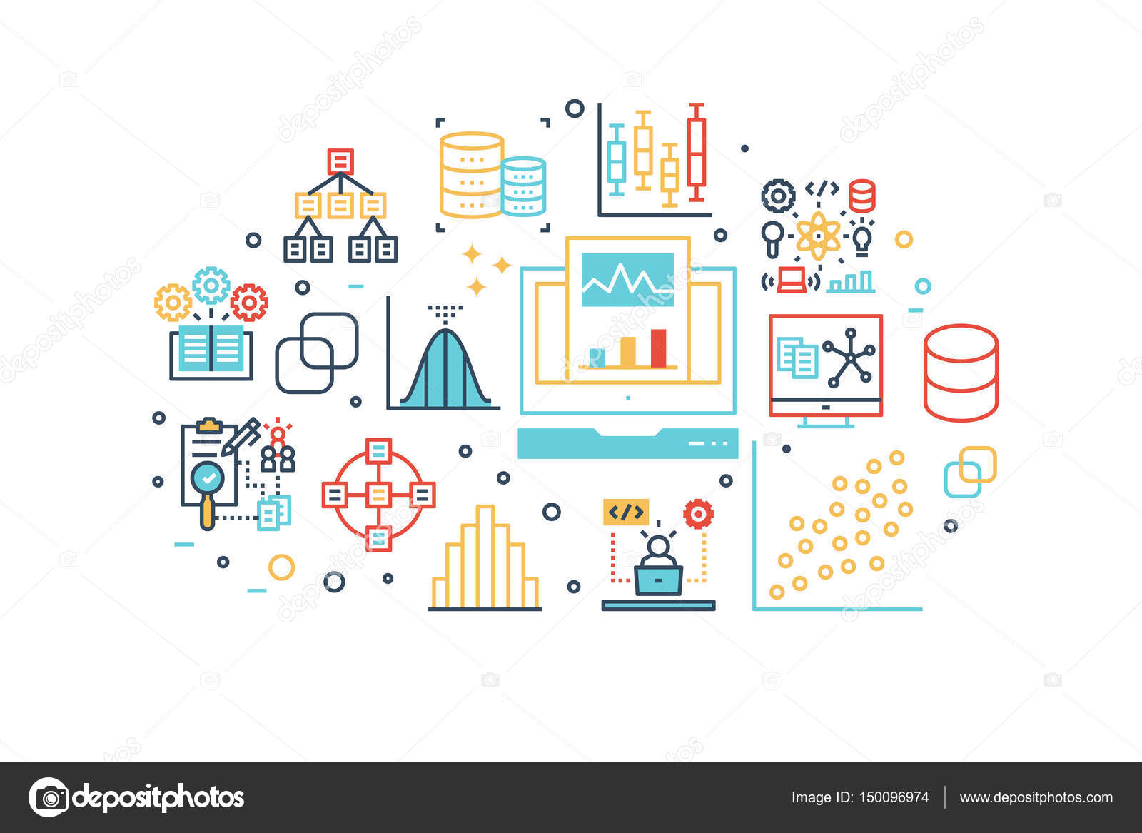 Data analysis line icons illustration — Stock Vector © nongpimmy #150096974 Data analysis line icons illustration — Stock Vector © nongpimmy #150096974