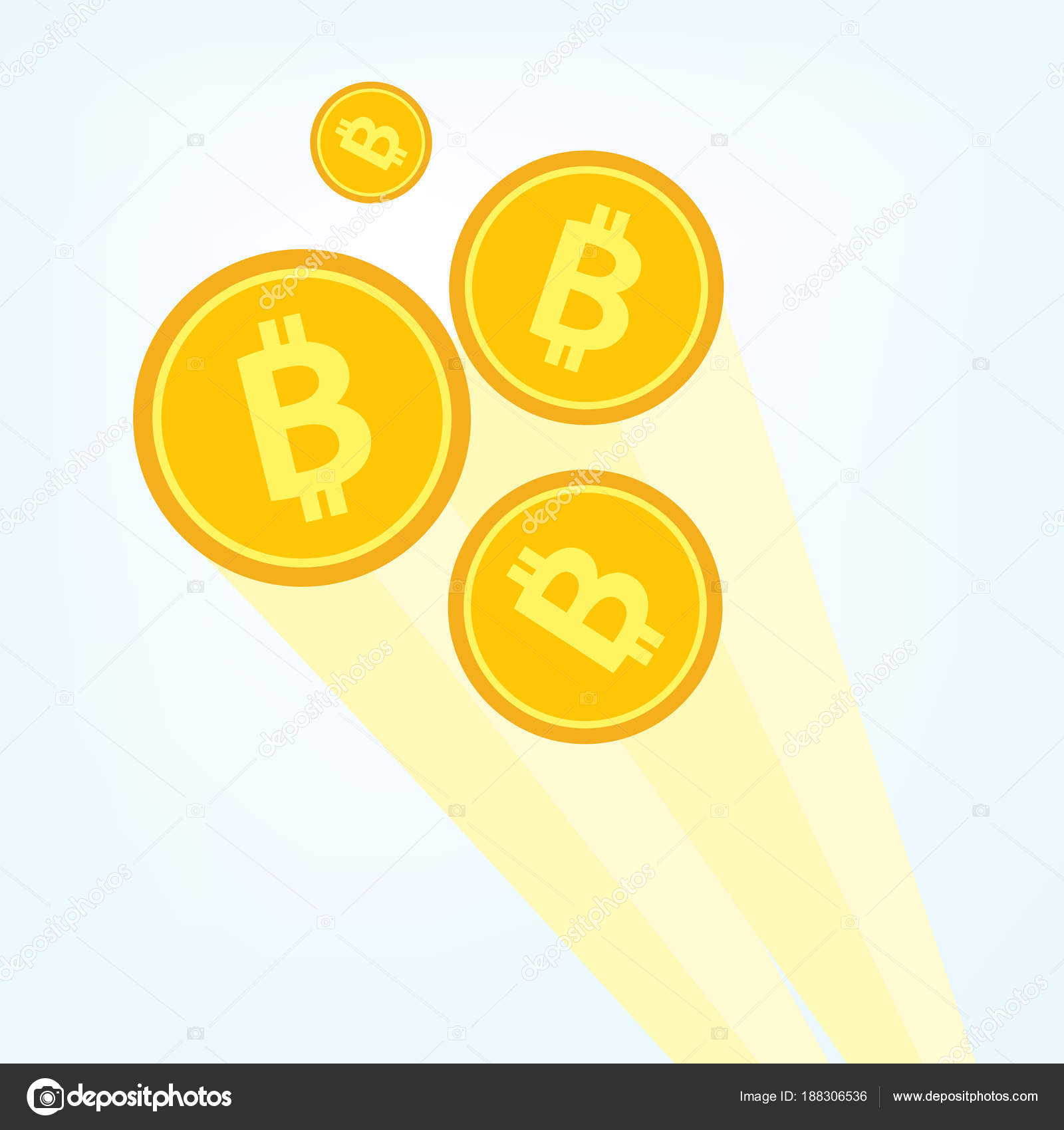 Flat golden bitcoin illustration. BTC coin with letter B symbol ...