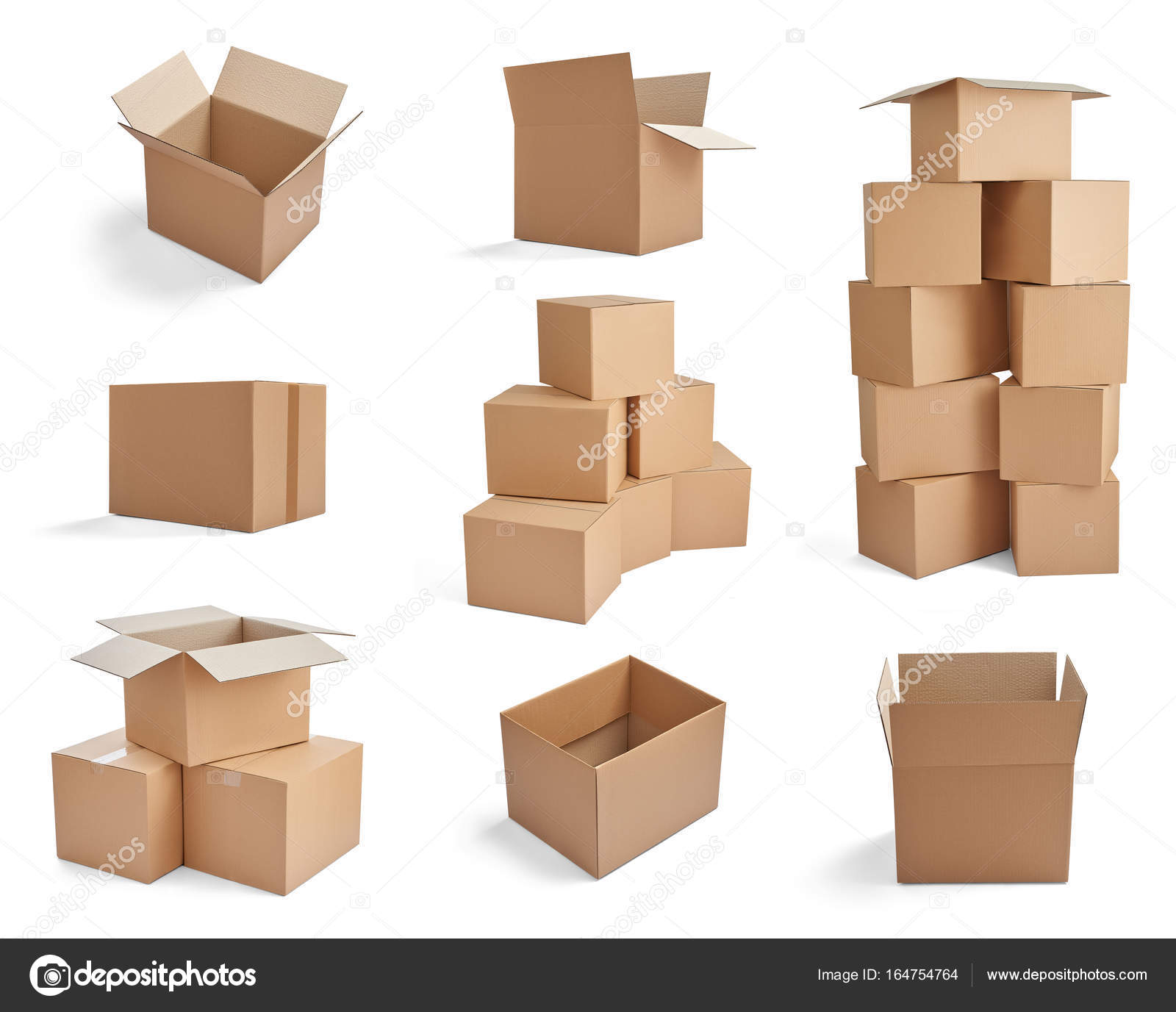 Collection Various Cardboard Boxes White Background — Stock Photo ...