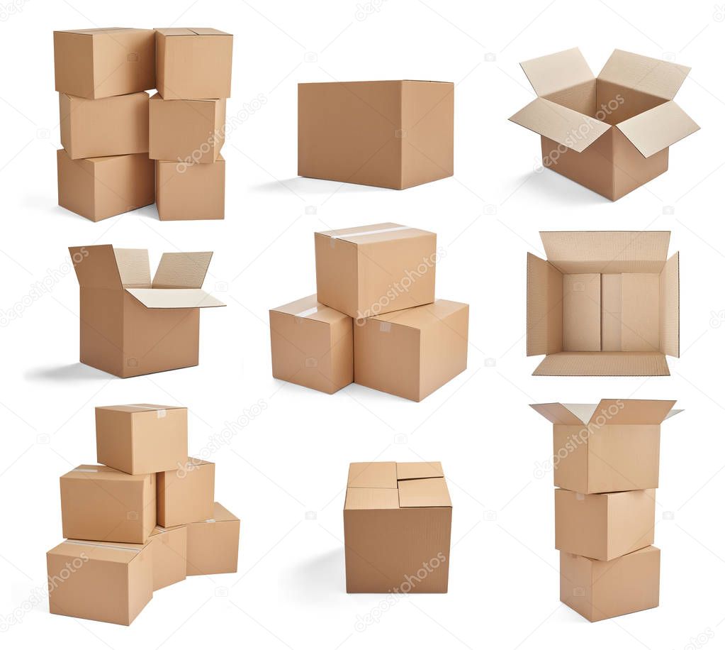 colecci n de varias cajas de cart n sobre fondo blanco 2024