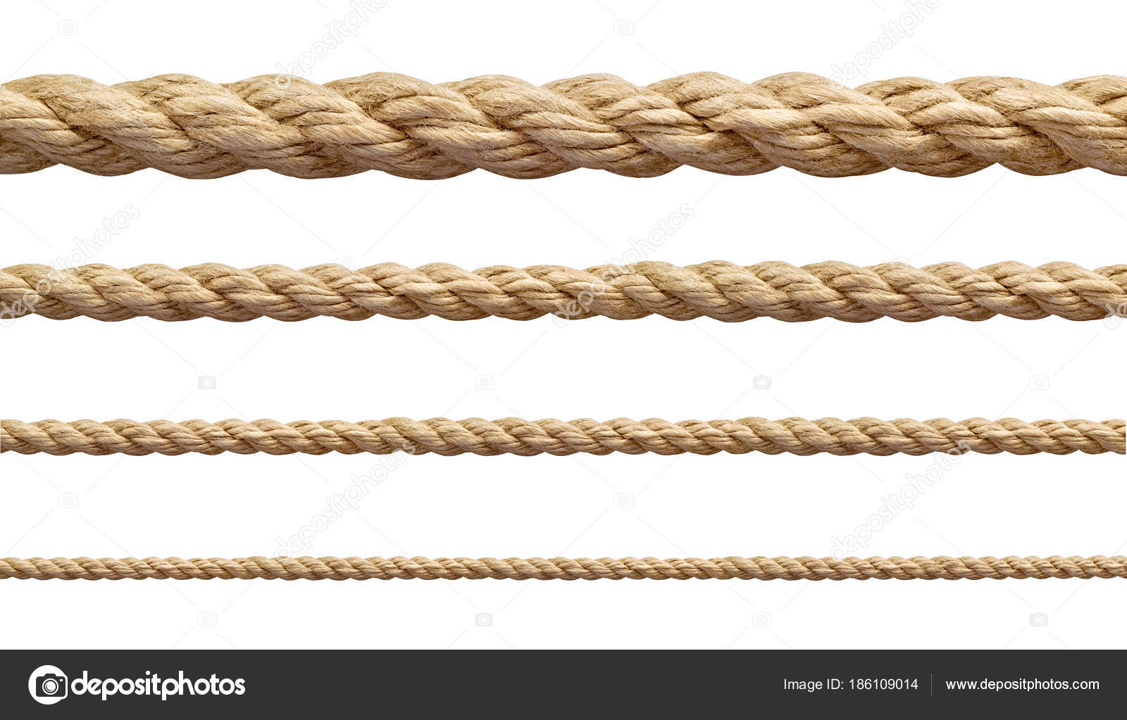 Collection Various Ropes String White Background Each One Shot ...