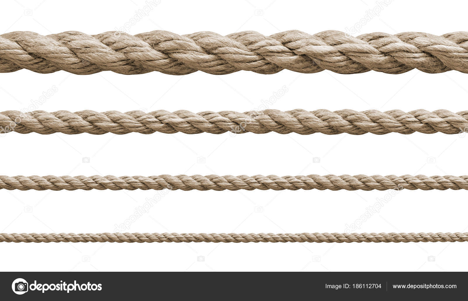 Collection Various Ropes String White Background Each One Shot ...