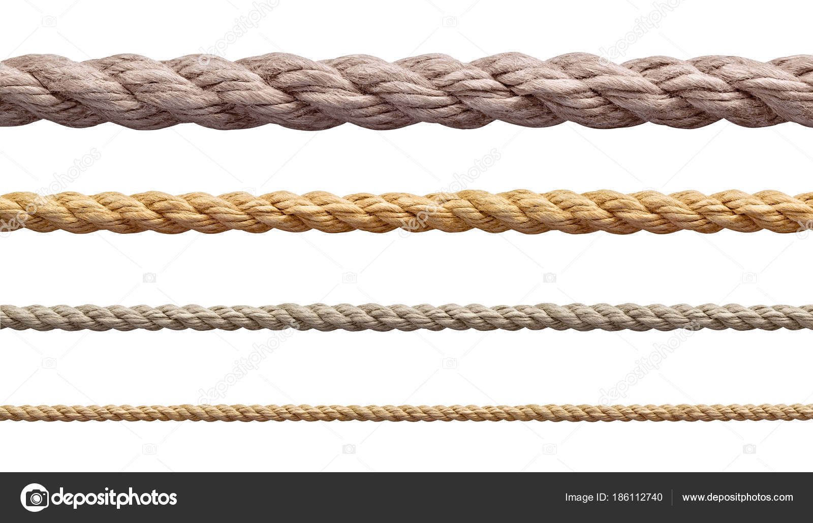 Collection Various Ropes String White Background Each One Shot ...