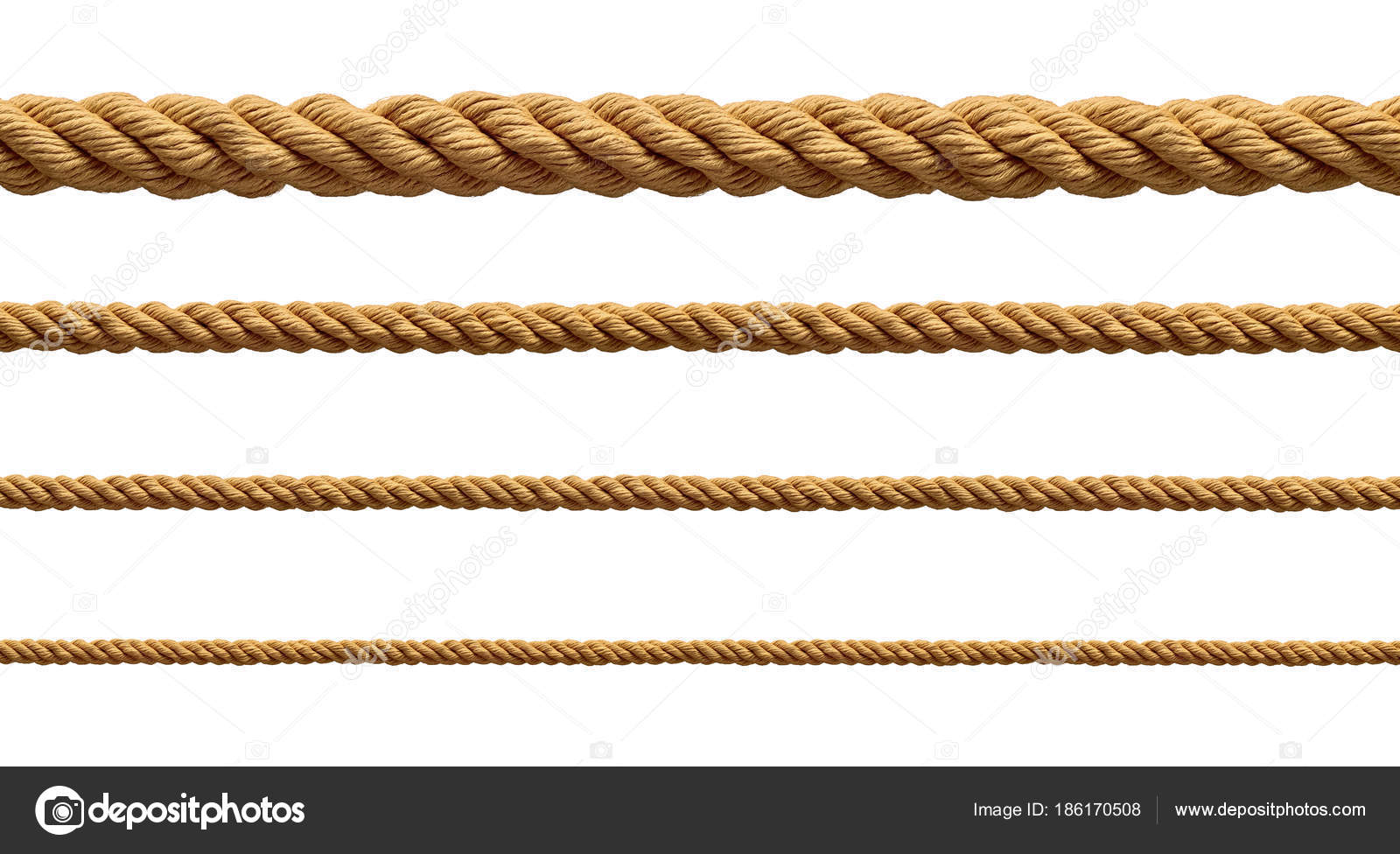 Collection Various Ropes String White Background Each One Shot ...