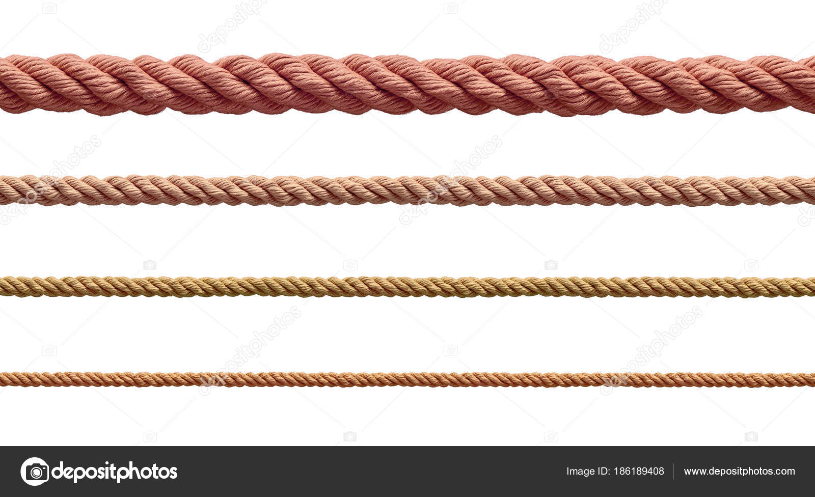 Collection Various Ropes String White Background Each One Shot ...