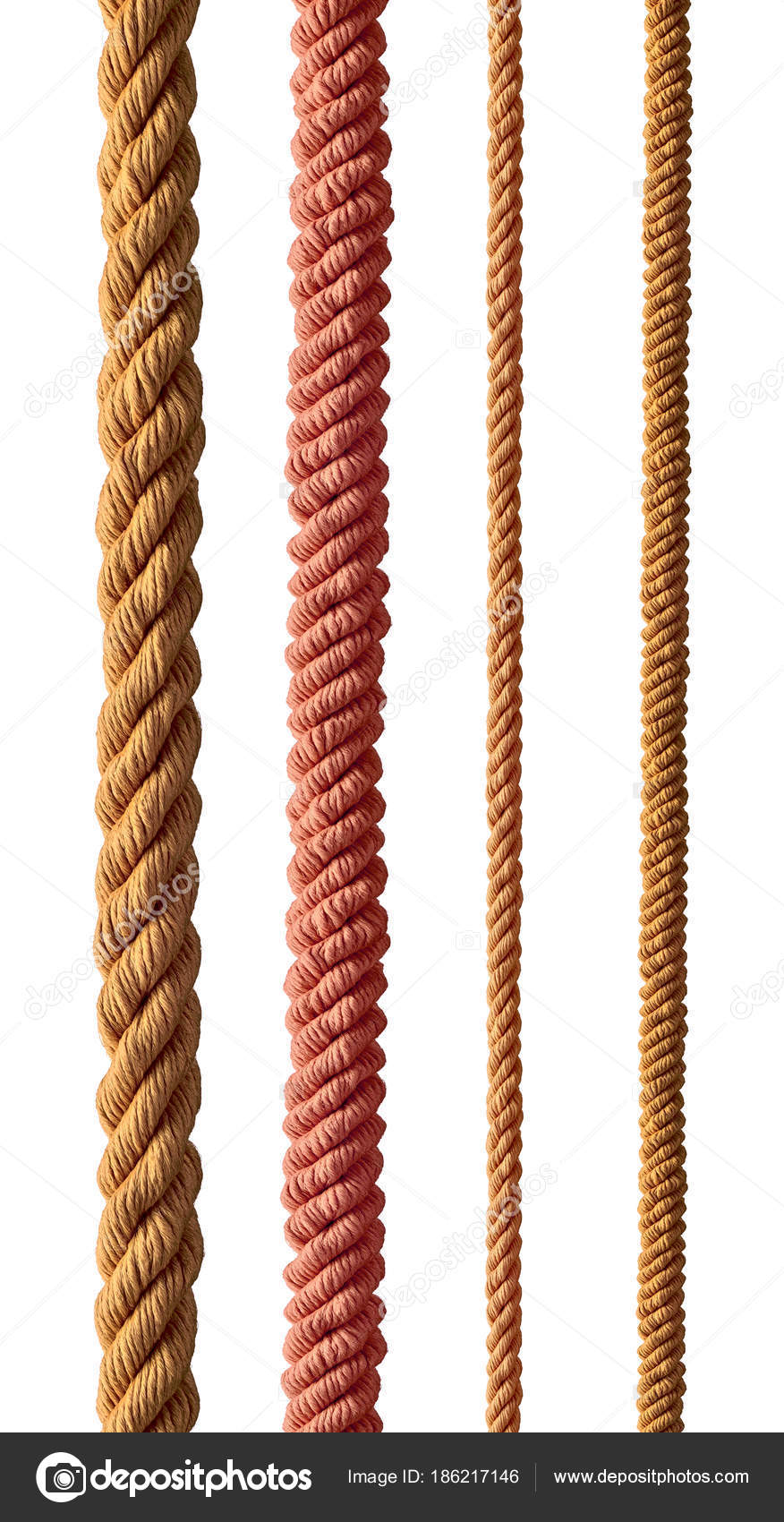 Collection Various Ropes String White Background Each One Shot ...
