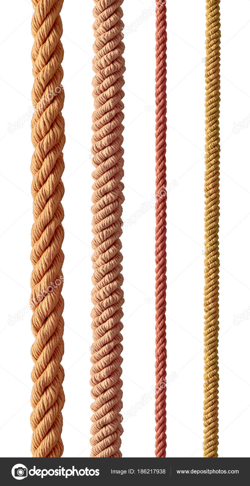 Collection Various Ropes String White Background Each One Shot ...