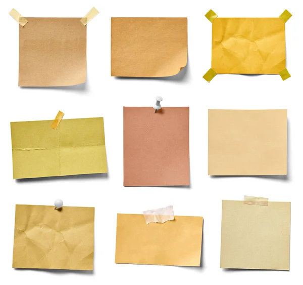 Collection Various Vintage Note Paper White Background Each One Shot ...