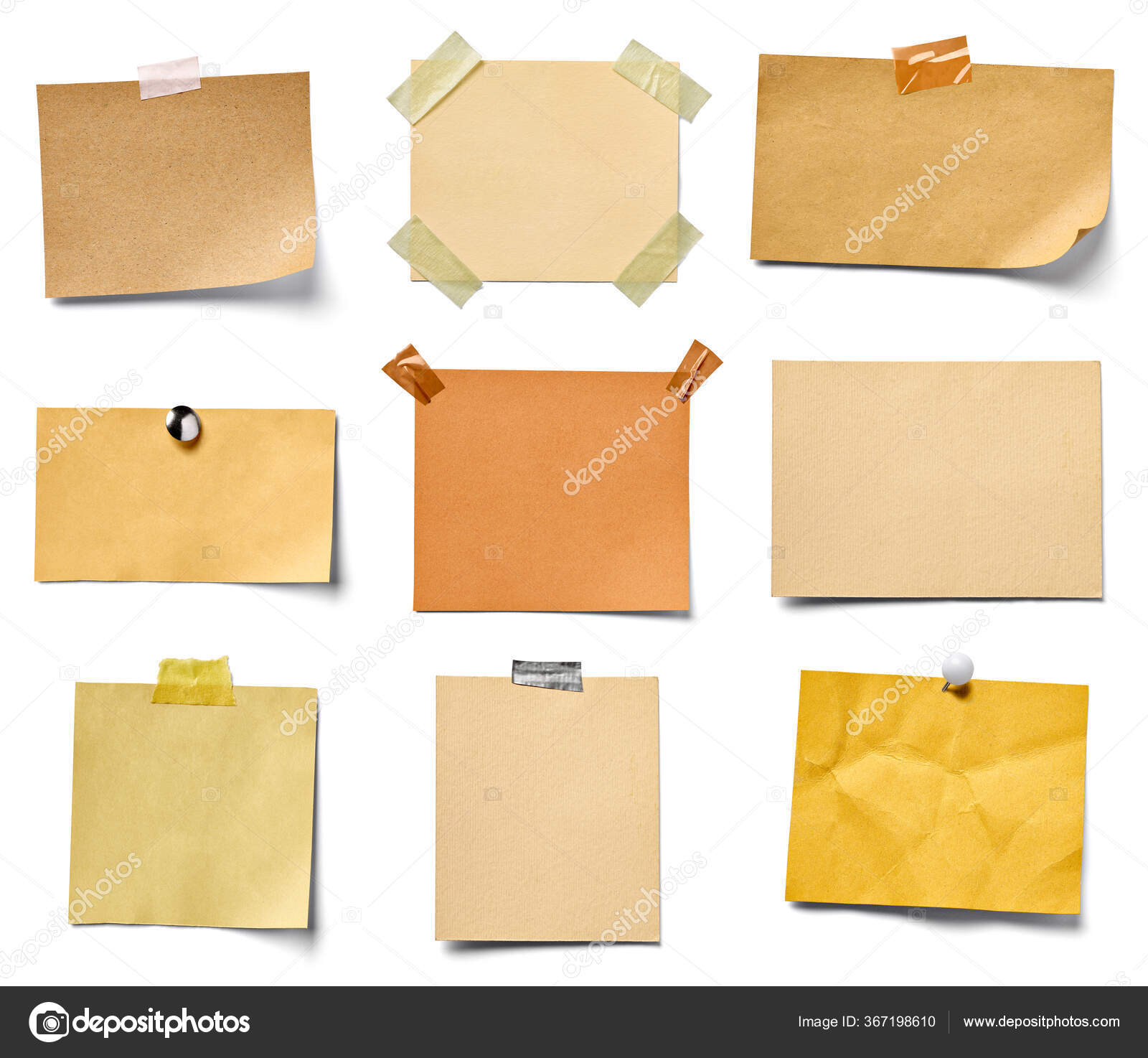 Collection Various Vintage Note Paper White Background Each One Shot ...