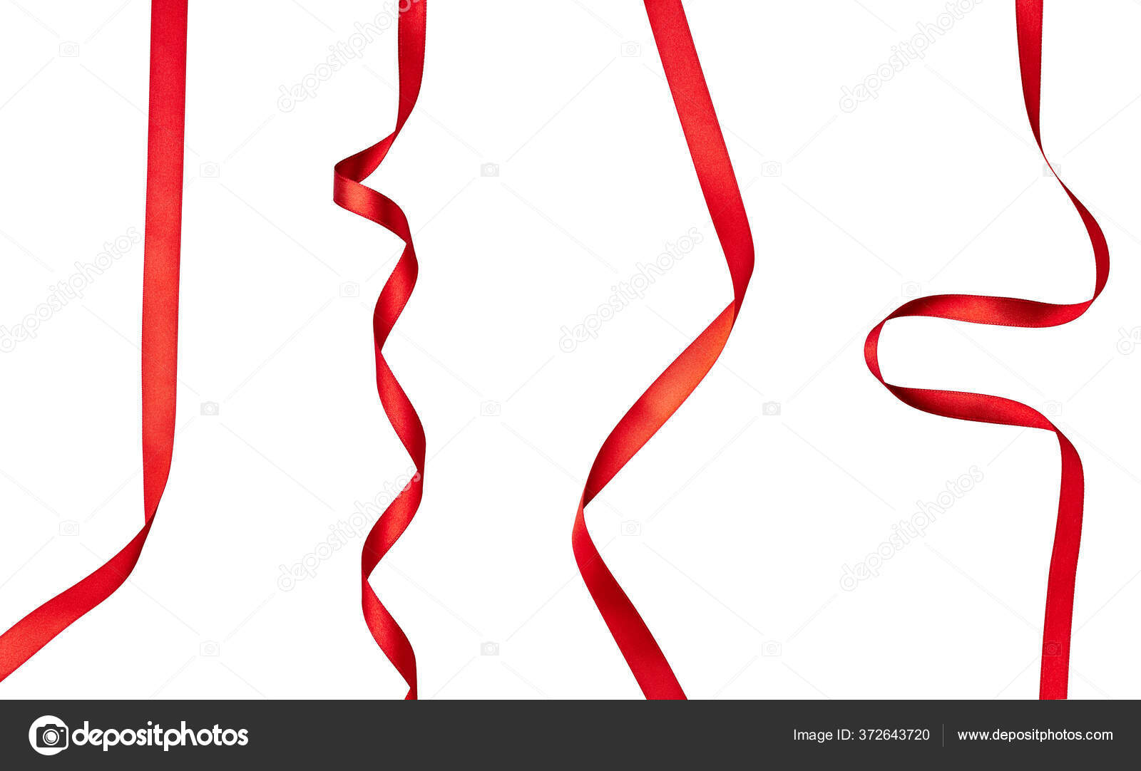 Collection Various Red Ribbon Pieces White Background Each One Shot ...