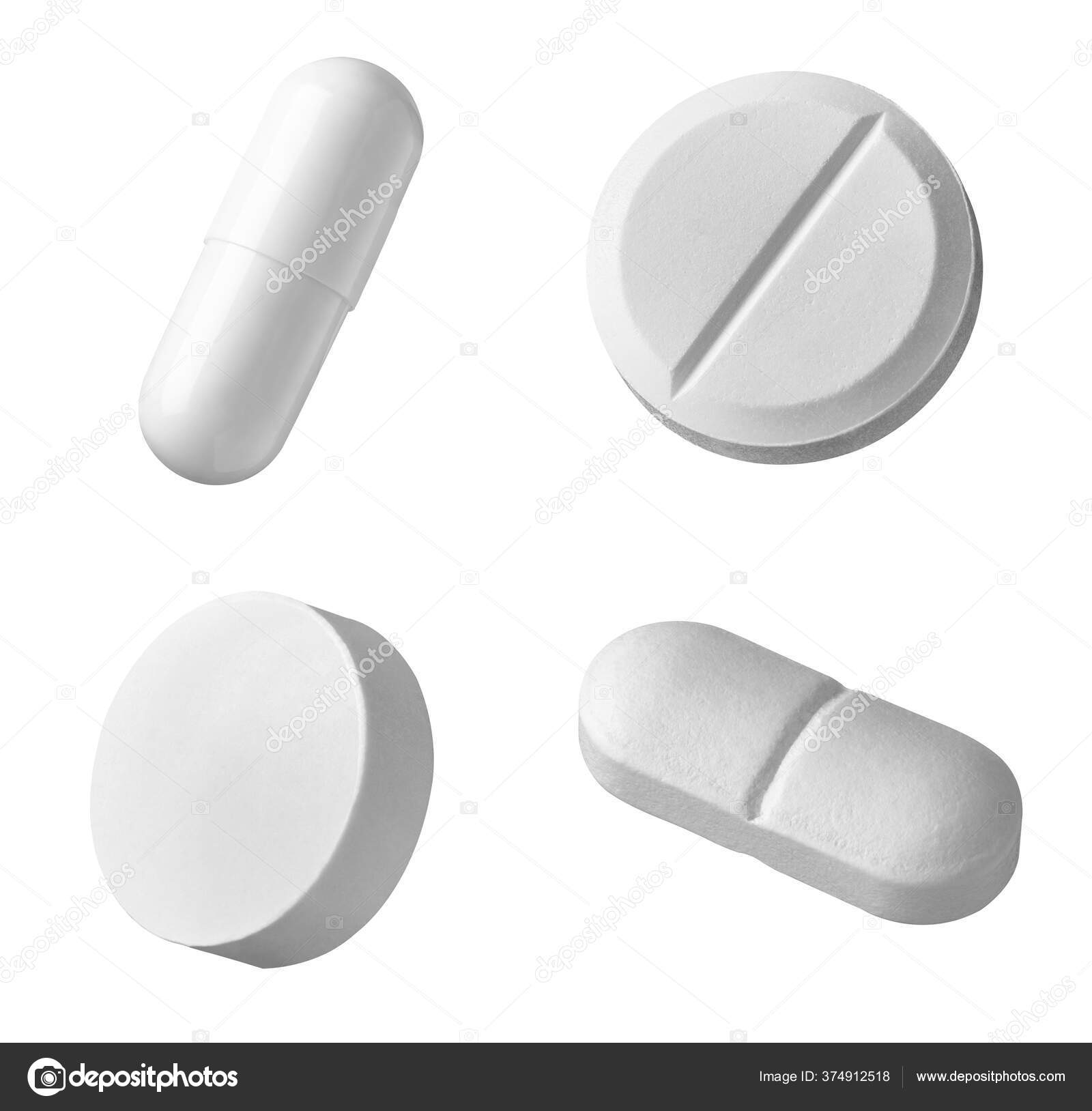 Collection Various White Pilsl White Background Stock Photo by ...